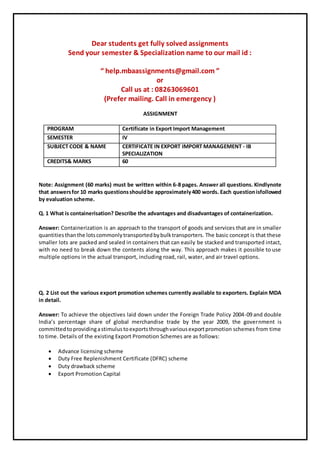 Ib0014 certificate in export import management | DOCX | Logistics ...