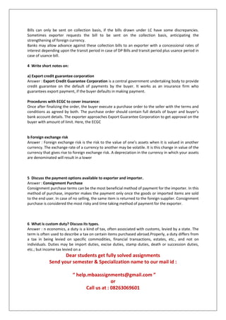 Ib0018 – export import finance | DOCX | Credit Cards | Personal Debt