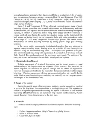 Experimental composite dome under low velocity impact load | PDF