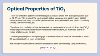 Review of Optical Properties of TiO2 Nanoparticles | PPTX