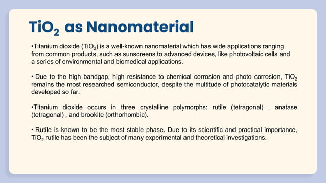 Review of Optical Properties of TiO2 Nanoparticles | PPTX