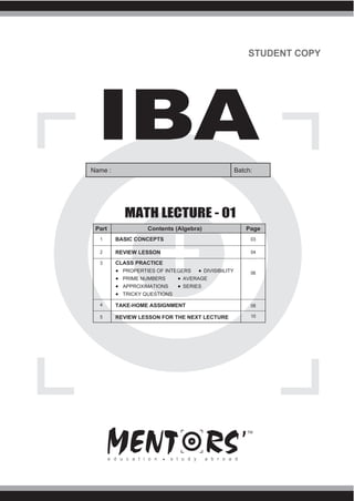 Iba bba math lecture 01 (prt) | PDF