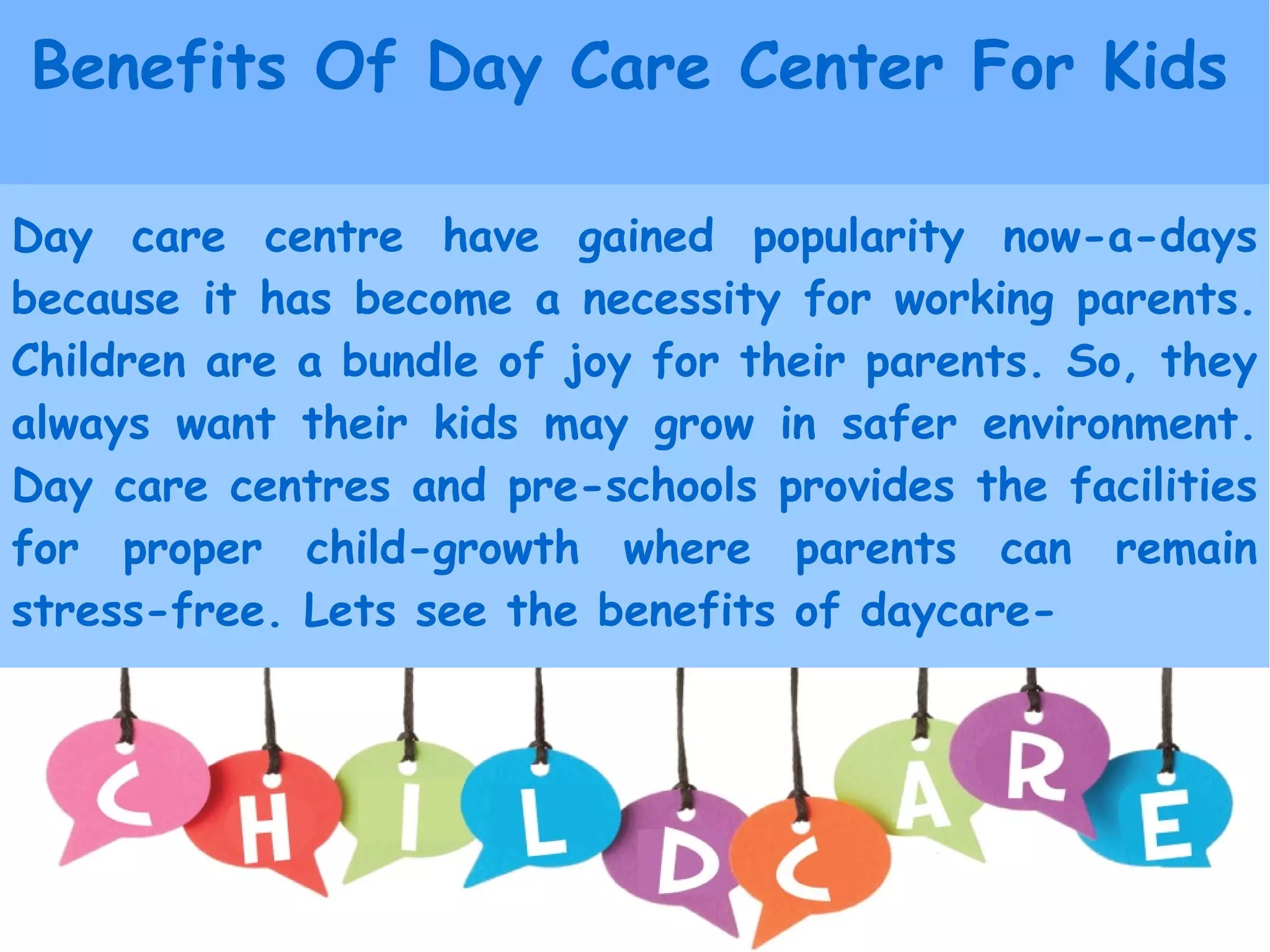 Benefits Of Day Care Center For Kids | ODP