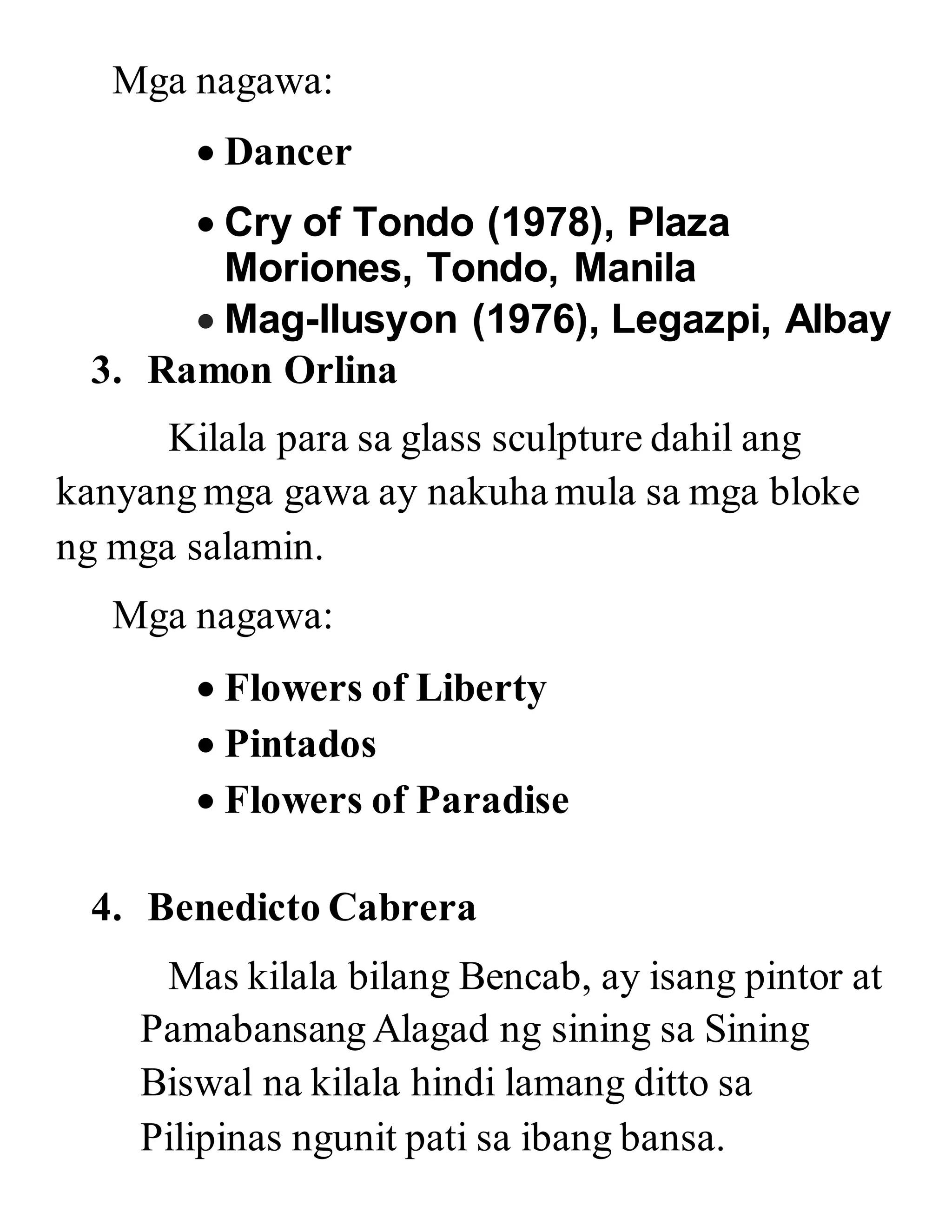 Iba pang pilipinong pintor at iskultor | PDF