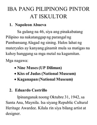Iba pang pilipinong pintor at iskultor | PDF