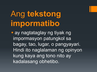 Ibat ibang uri ng teksto | PPTX