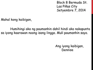 Iba’t ibang uri ng liham pangkaibigan | PPTX