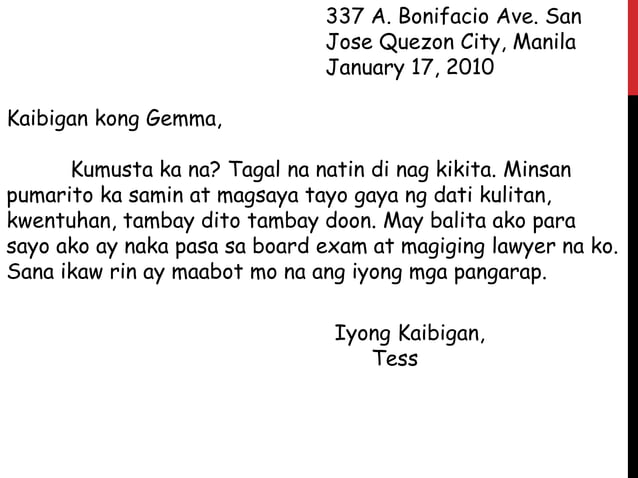 Iba’t ibang uri ng liham pangkaibigan | PPTX