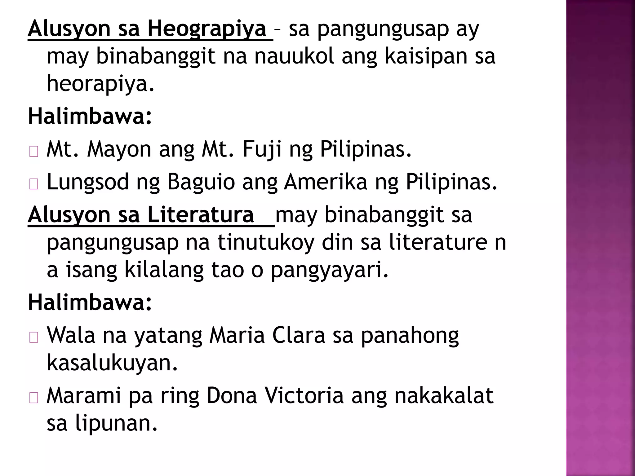 Iba’t ibang mga matalinghagang salita | PPTX