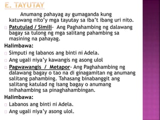 Iba’t ibang mga matalinghagang salita | PPTX