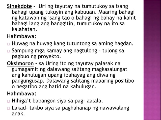 Iba’t ibang mga matalinghagang salita | PPTX