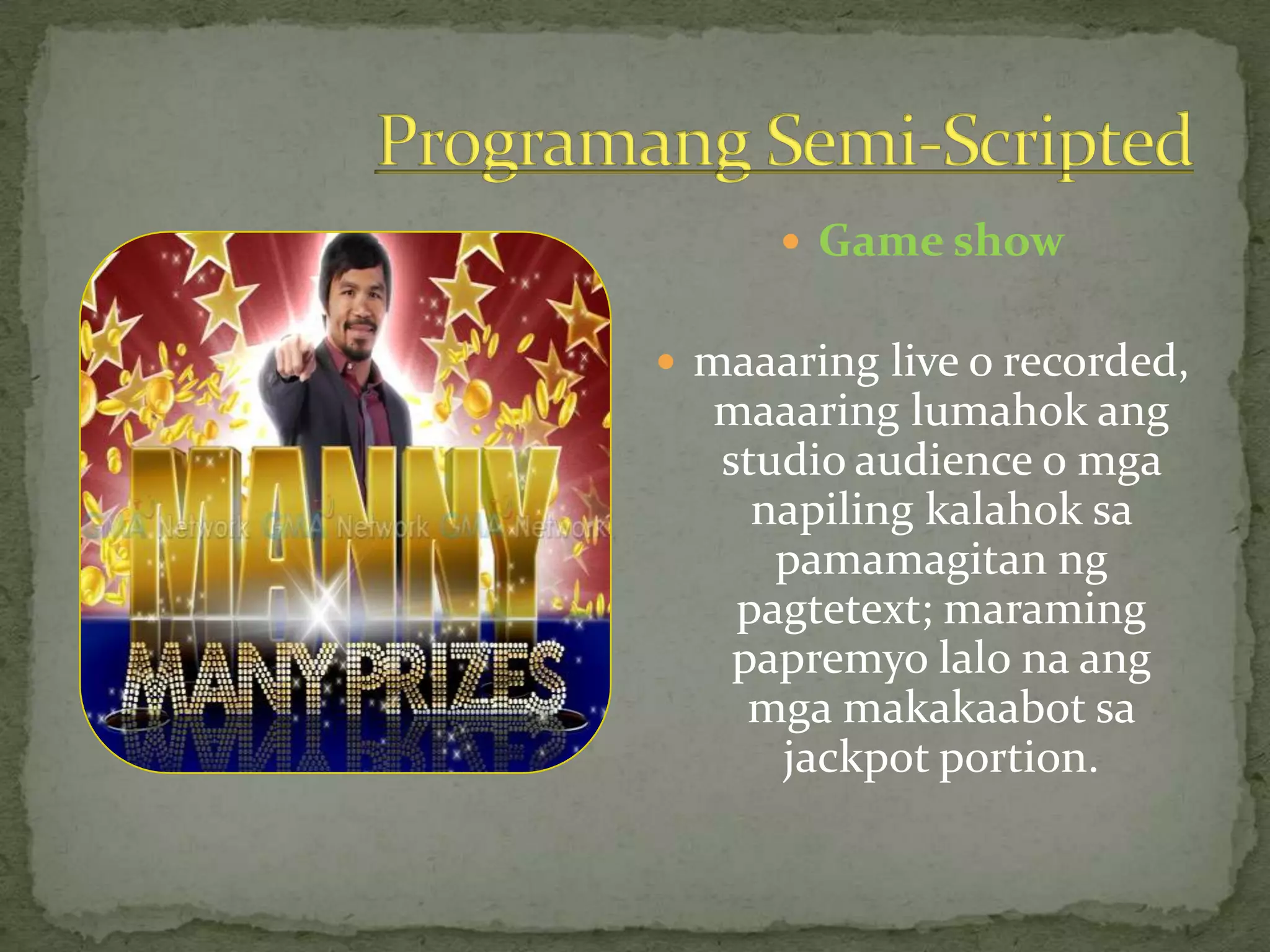 Iba’t ibang palabas sa telebisyon | PPTX