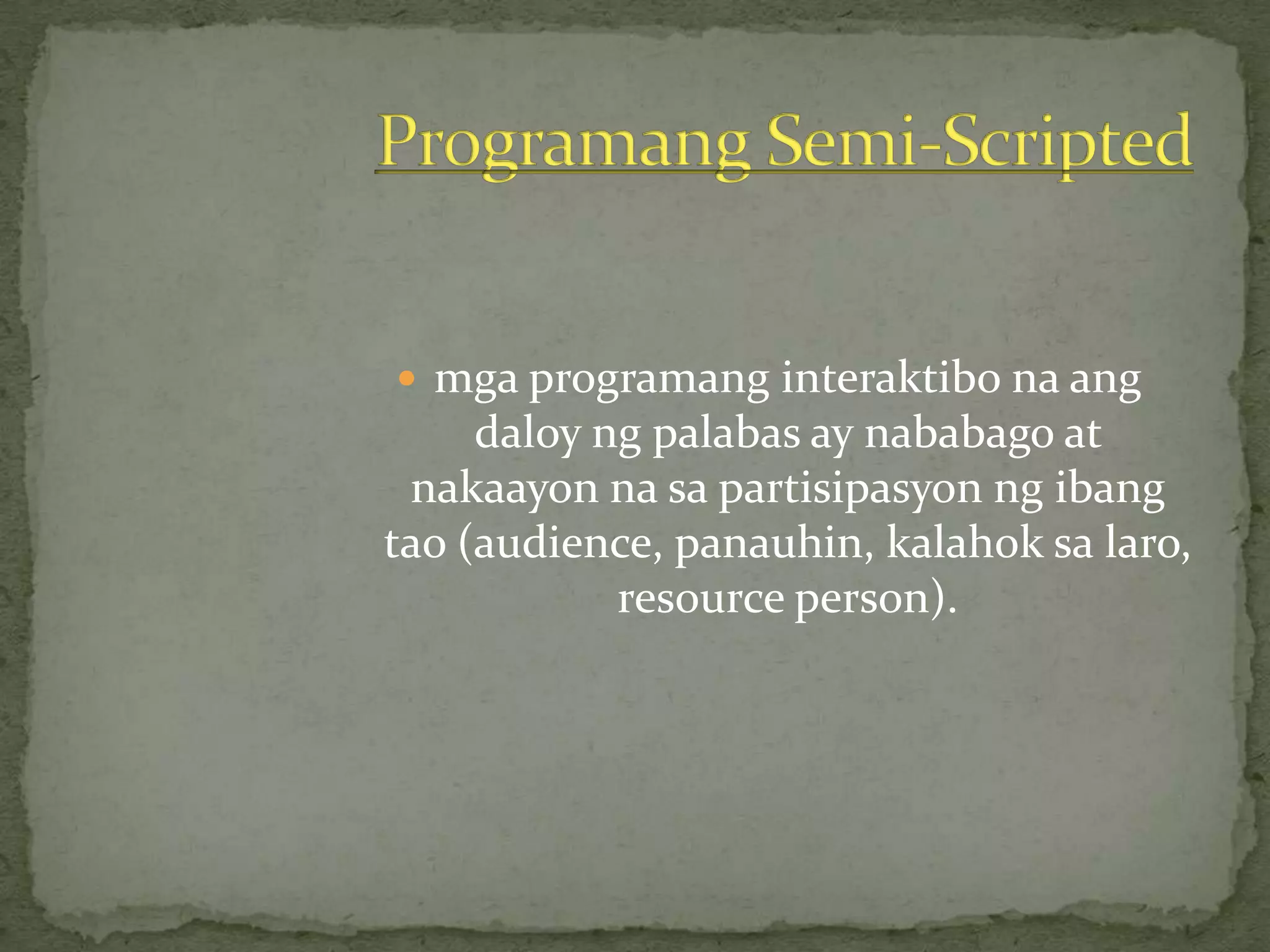 Iba’t ibang palabas sa telebisyon | PPTX