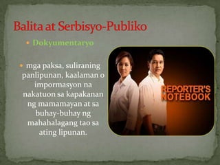 Iba’t ibang palabas sa telebisyon | PPTX