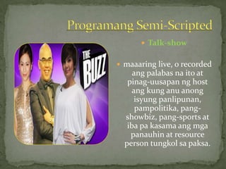 Iba’t ibang palabas sa telebisyon | PPTX