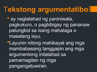 Iba't ibang uri ng teksto at mga kahulugan nito | PPTX