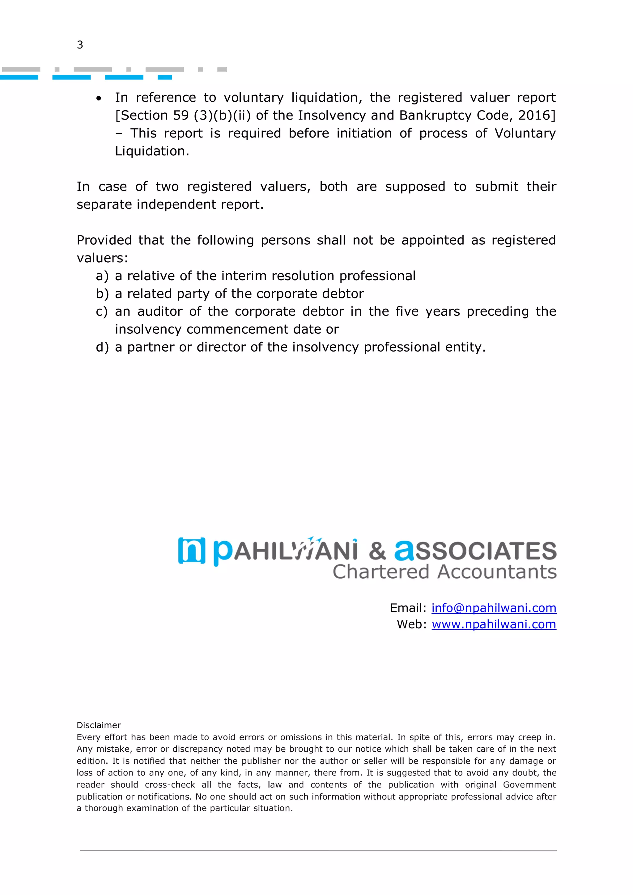 IBBI - Scope of Valuation- RV-CA NITIN PAHILWANI | PDF