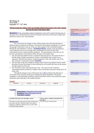 Ib Biology Lab Example