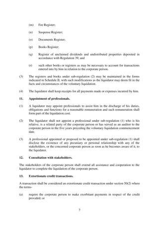 Ibbi (voluntary liquidation) regulations 2017 | PDF