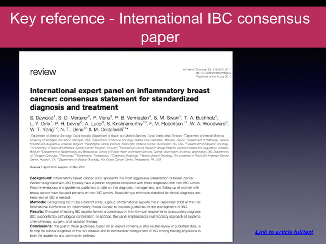 Inflammatory Breast Cancer (IBC) Information | PPTX | Cancer | Diseases ...