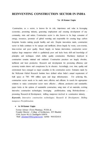 Reinventing Construction Sector In India | PDF