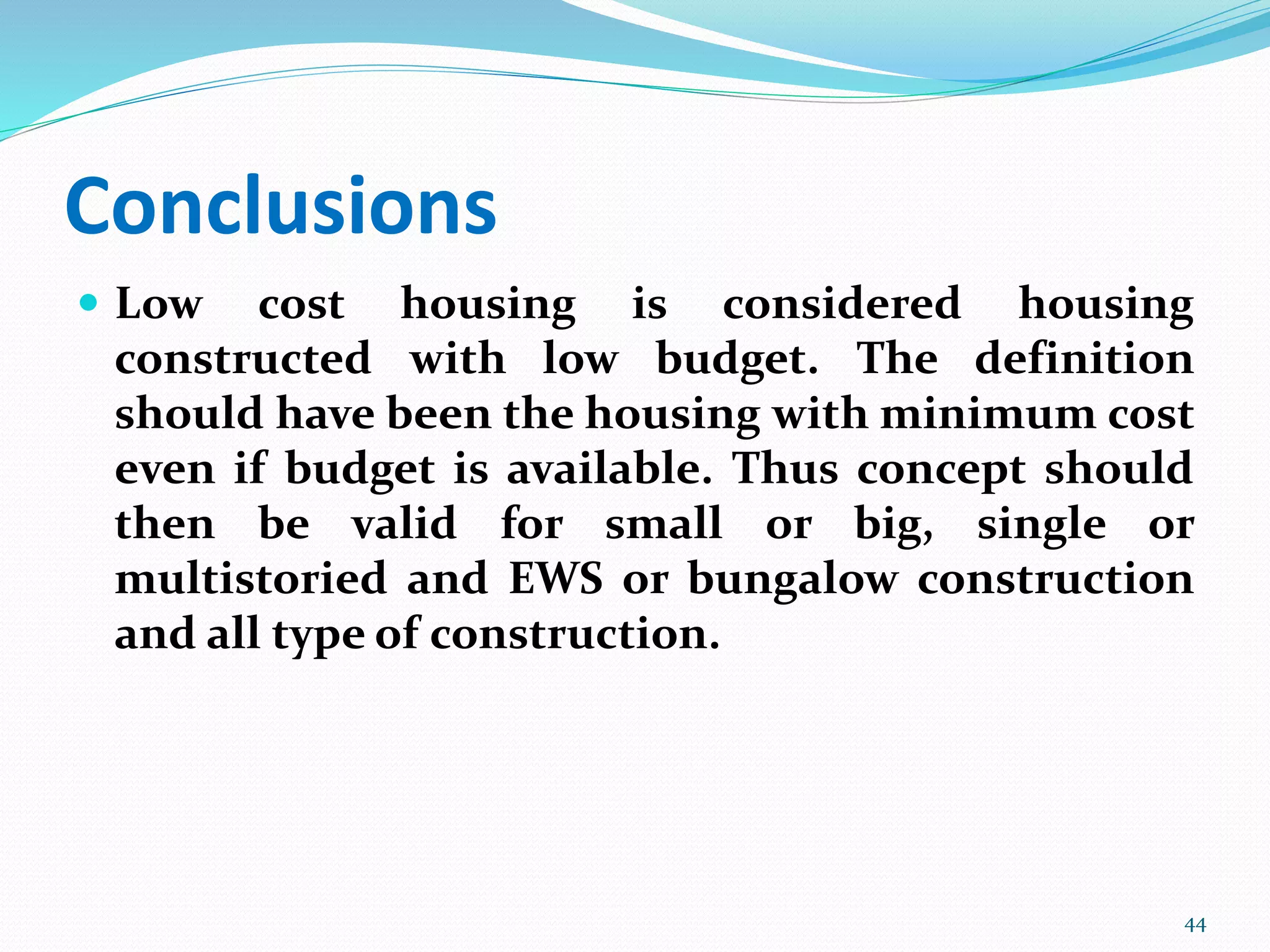 Low Cost Housing Concept | PPTX
