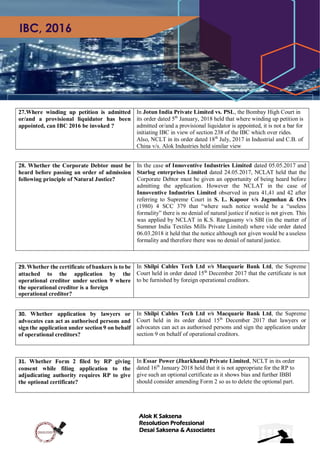 Important Cases on IBC, 2016 | PDF