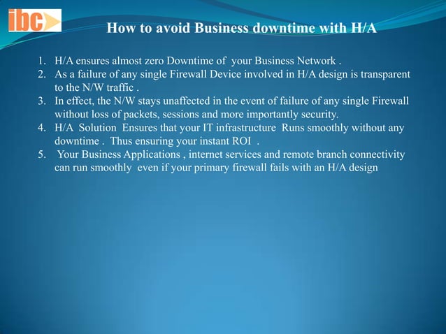 Ibc Firewall Utm High Availability Solution . | PPT