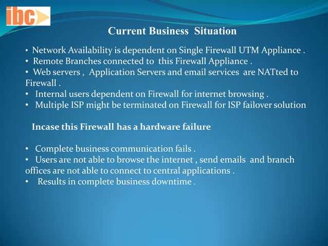 Ibc Firewall Utm High Availability Solution . | PPT Ibc Firewall Utm High Availability Solution . | PPT
