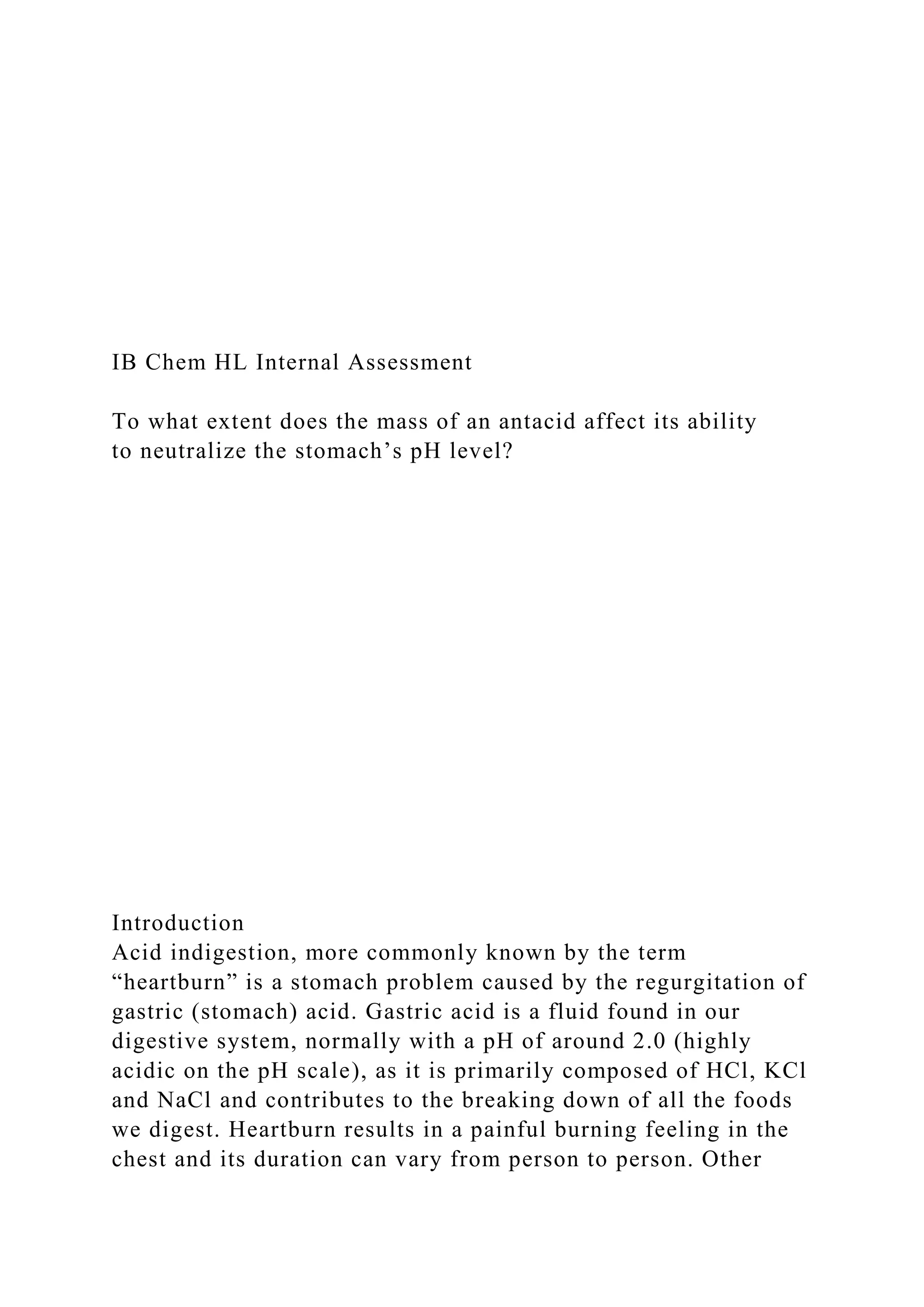 IB Chem HL Internal AssessmentTo what extent does .docx