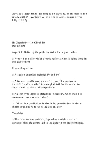 IB Chem HL Internal AssessmentTo what extent does .docx