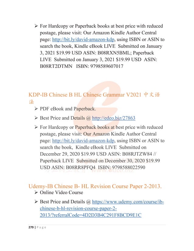 IB Chinese B (SL) Writing Skills and Exemplary Essays IB中文考试写作技巧与范文指南 | PDF