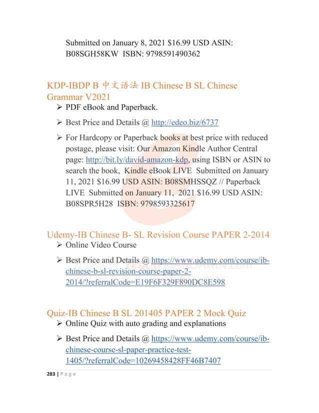 IB Chinese B (SL) Writing Skills and Exemplary Essays IB中文考试写作技巧与范文指南 | PDF