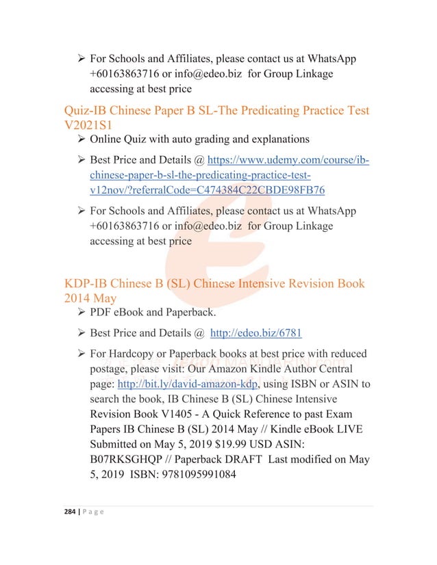 IB Chinese B (SL) Writing Skills and Exemplary Essays IB中文考试写作技巧与范文指南 | PDF