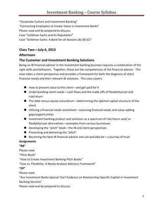 Investment Banking course syllabus nyu summer 2013pdf | PDF