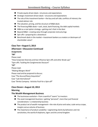 Investment Banking course syllabus nyu summer 2013pdf | PDF