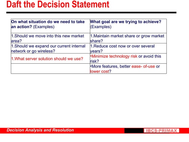 Decision Analysis and Resolution | PPT