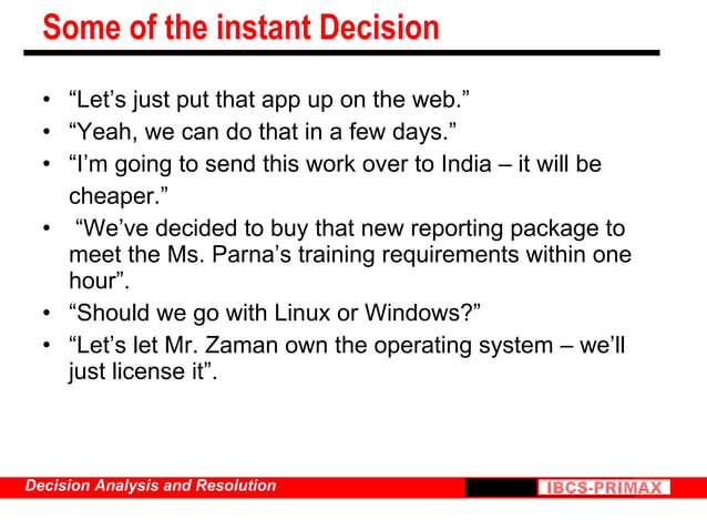 Decision Analysis and Resolution | PPT