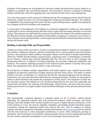 The IB Curriculum: A Holistic and Global Approach to Education | PDF