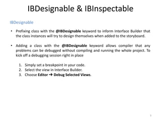 IBDesignable & IBInspectible | PPTX | Programming Languages | Computing