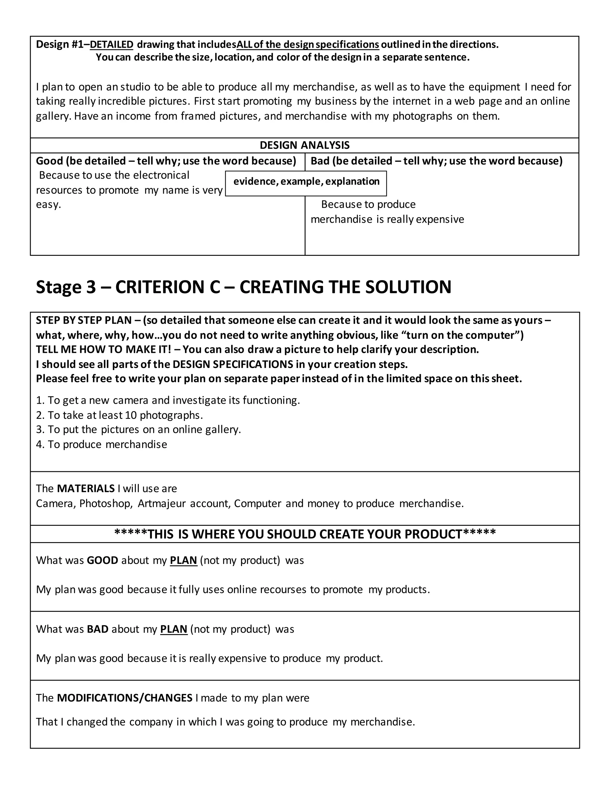 Ib Design Cycle Journal Outline Pdf