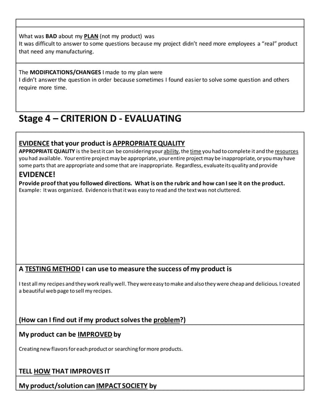 Ib design cycle journal outline | DOCX | Vegan Diets | Food & Drink
