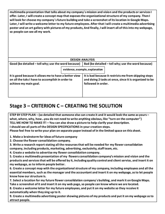 Ib Design Cycle Journal Outline Final Project Pdf