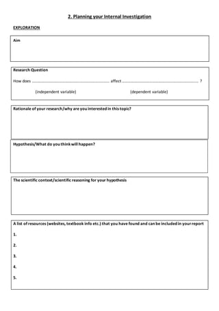 IBDP Science Internal Investigation Proposal and Planning form | DOCX