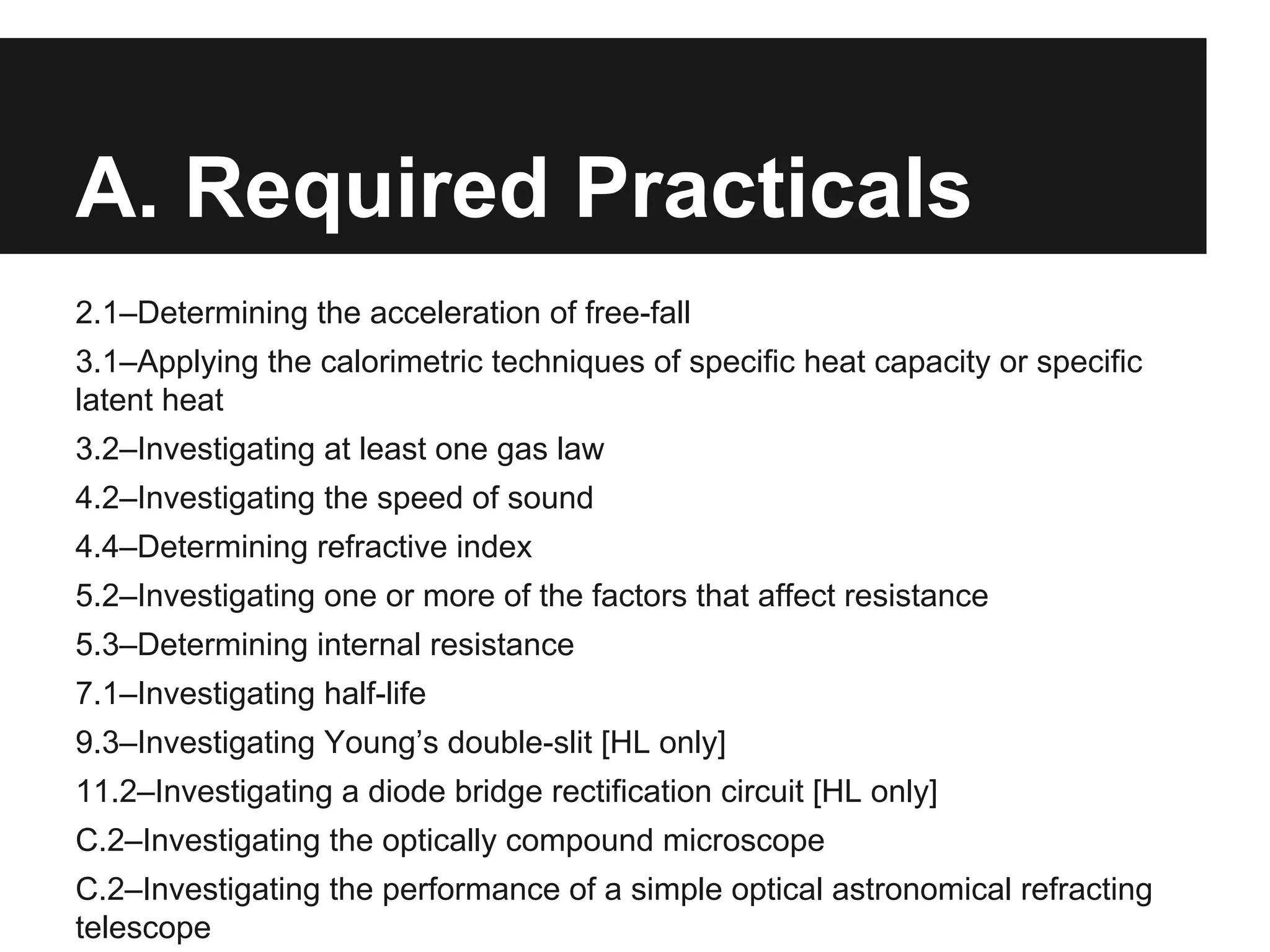 IBDP Physics SL/HL Prescribed practicals | PDF