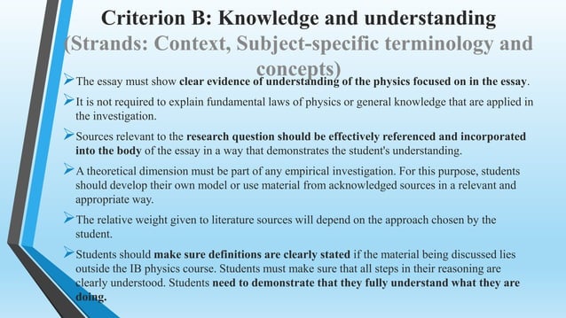 Ibdp physics exetended essay and army ppt.pptx | Educational Assessment ...