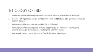 IBD- Inflammatory bowel disease. 2 types - ulcerative colitis and crohn ...