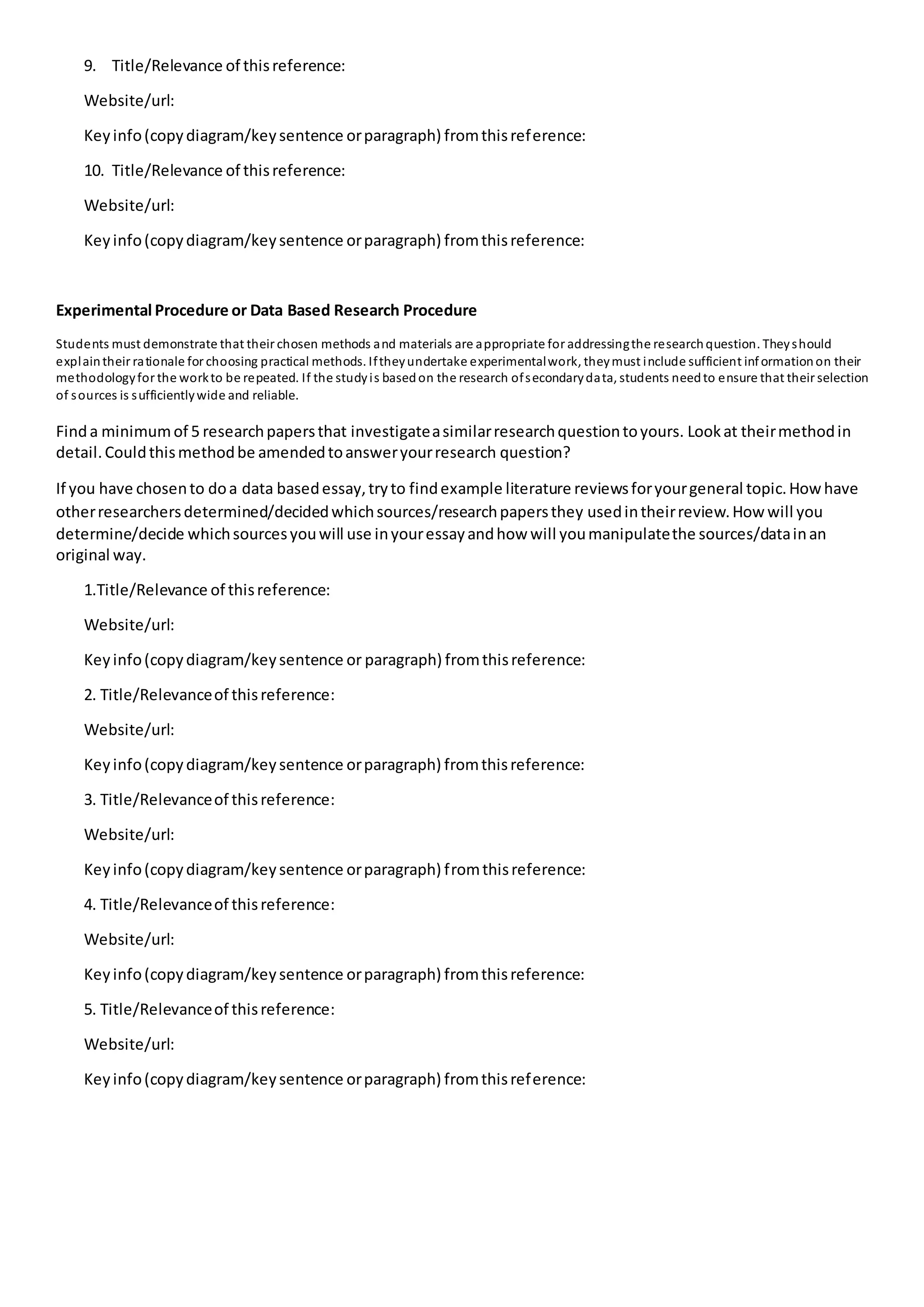 IBDP Sciences Extended Essay Research and Planning Guidance | DOCX