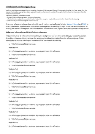 IBDP Sciences Extended Essay Research and Planning Guidance | DOCX