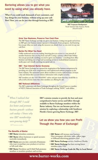 IBE Barter Exchange Brochure | PDF | Business Banking & Finance | Business